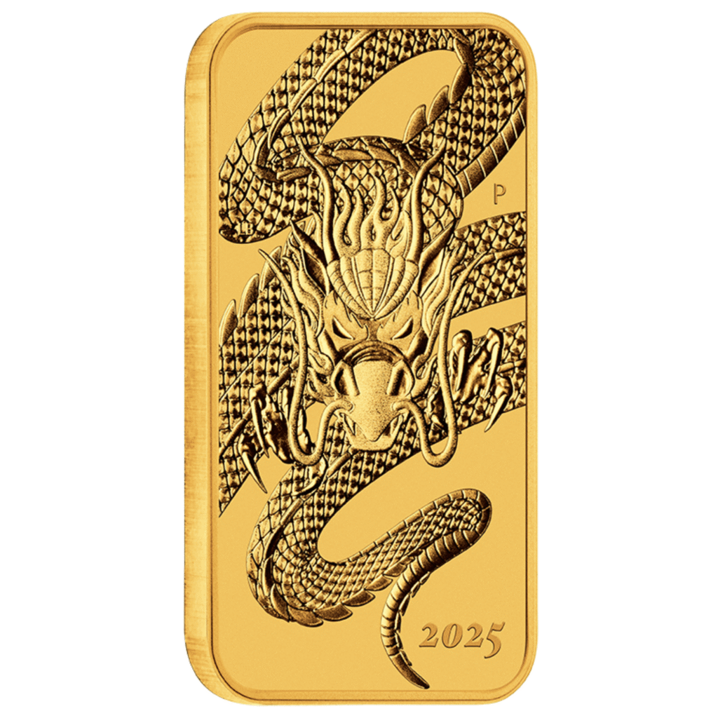 2025 1oz Perth Mint Gold Dragon Rectangular Coin - Jaggards